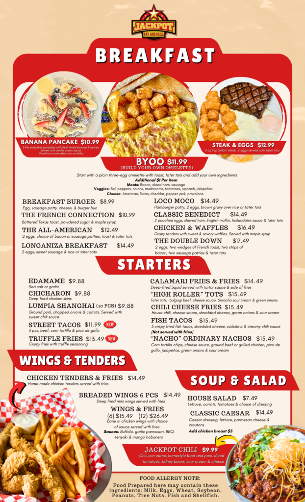 MENU - Jackpot Bar & Grill