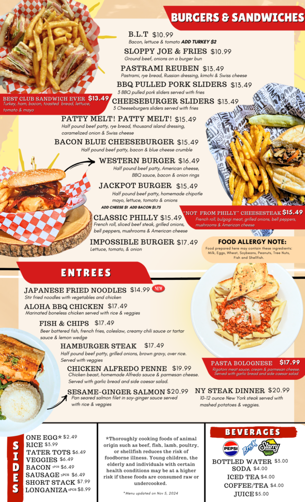MENU - Jackpot Bar & Grill